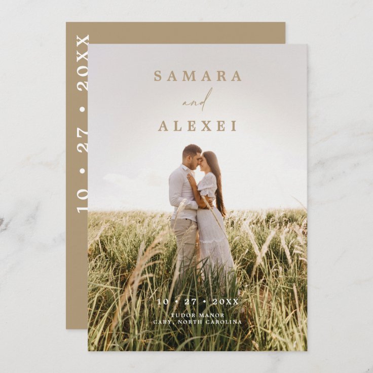 Rustic Elegant Photo Script Wedding Invitation | Zazzle