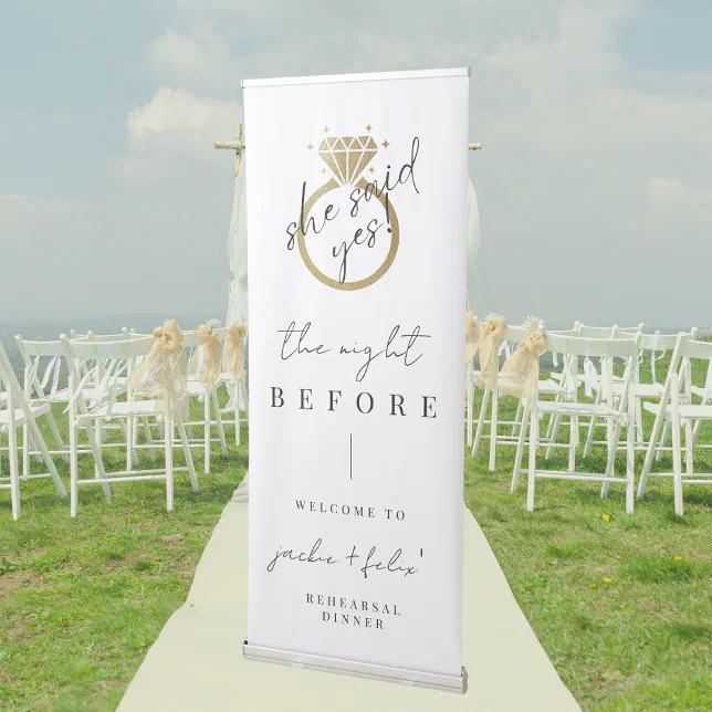 Rustic Elegant Rehearsal Dinner Welcome Retractable Banner | Zazzle