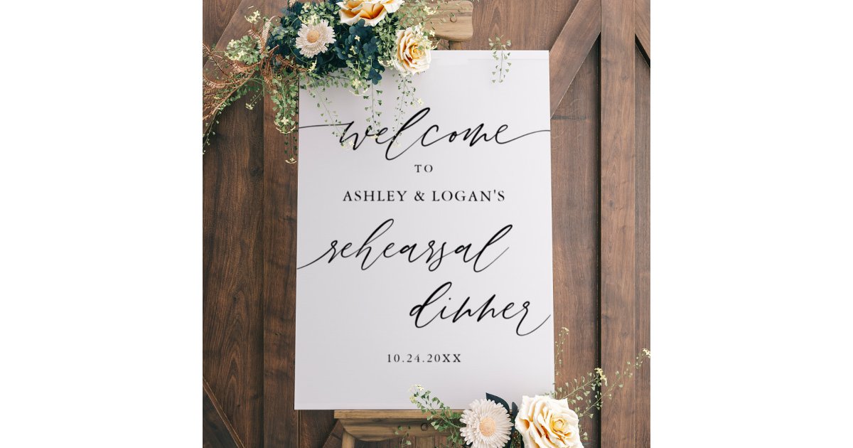 Rustic Elegant Rehearsal Dinner Welcome Sign | Zazzle