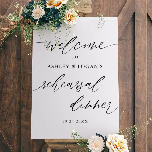 Rustic Elegant Rehearsal Dinner Welcome Sign | Zazzle