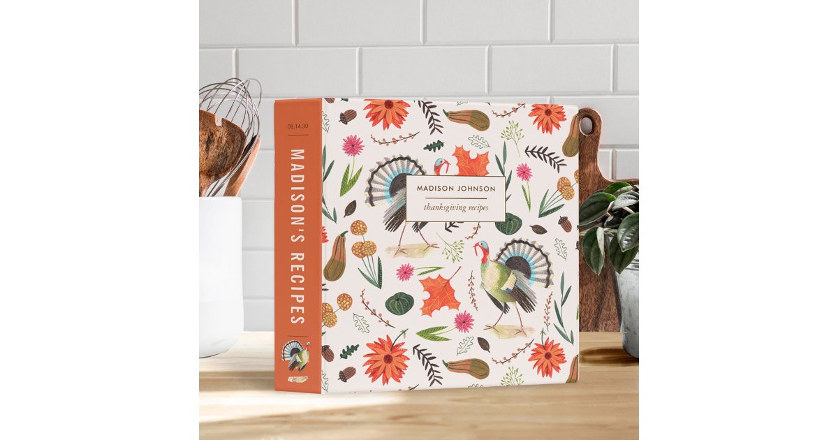 Rustic Elegant Turkey Thanksgiving pattern 3 Ring Binder | Zazzle