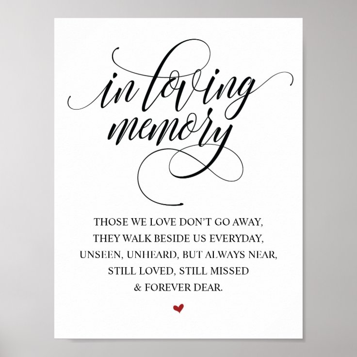 Rustic Elegant Wedding Memorial Table Sign v1 | Zazzle