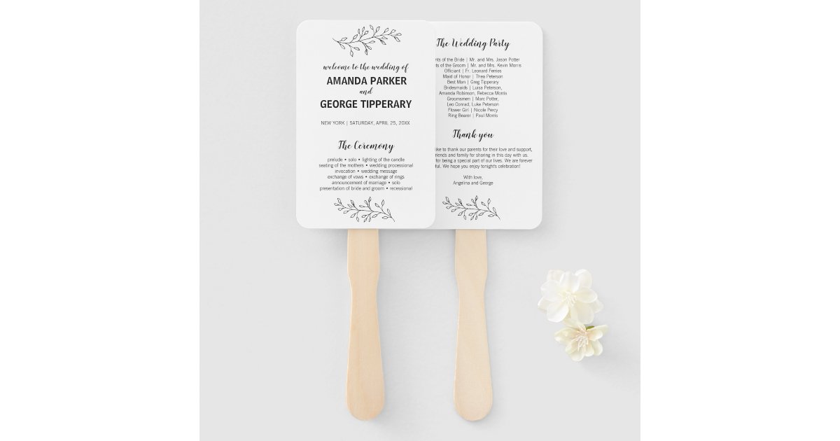 Rustic elegant wedding program fan | Zazzle