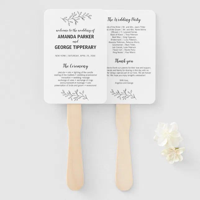 Rustic elegant wedding program fan | Zazzle
