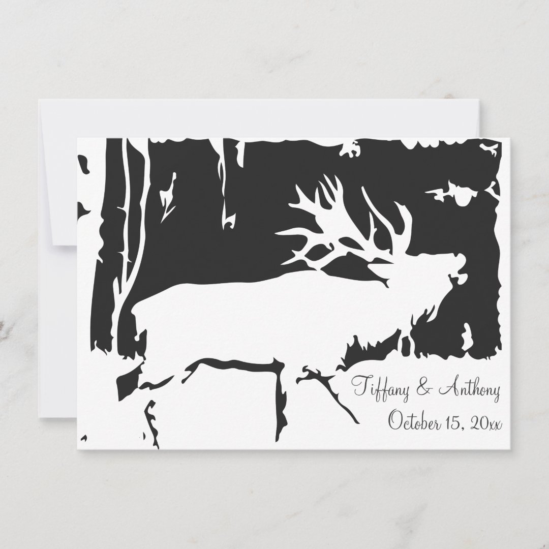 Rustic Elk Hunting Theme Wedding Invitations | Zazzle