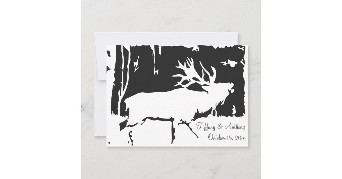 Rustic Elk Hunting Theme Wedding Invitations | Zazzle