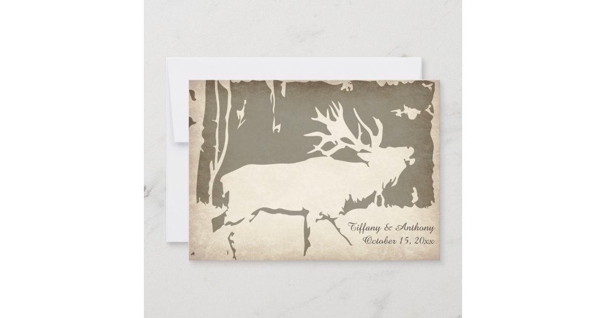 Rustic Elk Hunting Wildlife Wedding Invitations | Zazzle