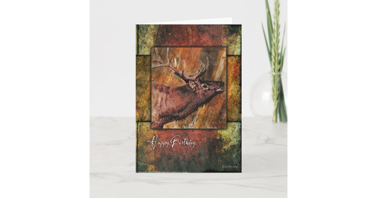Rustic Elk Wildlife Birthday Card | Zazzle