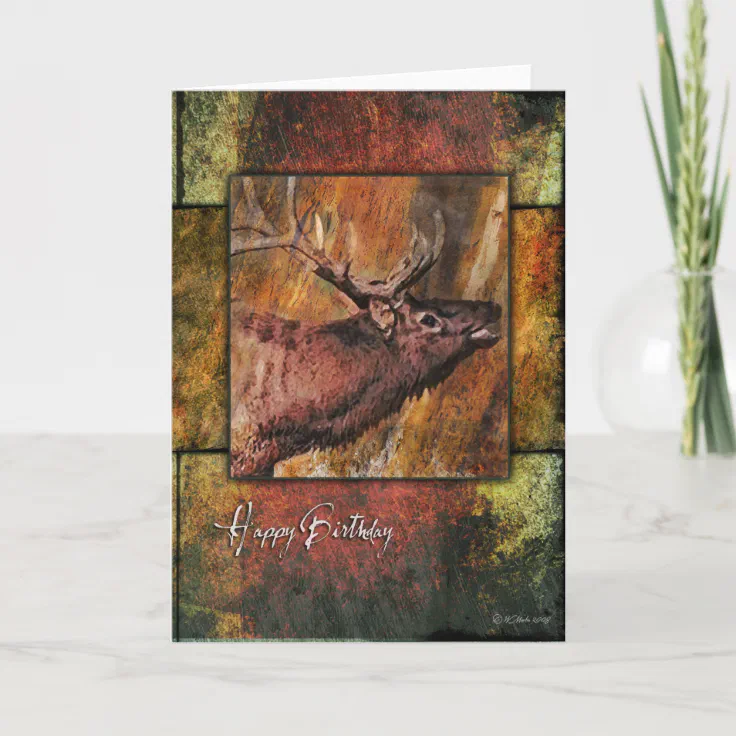 Rustic Elk Wildlife Birthday Card | Zazzle