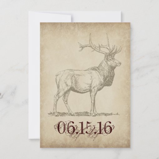 Rustic Elk Wildlife Hunting Wedding Invitations | Zazzle