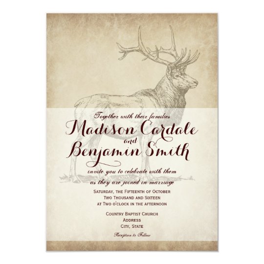Rustic Elk Wildlife Hunting Wedding Invitations | Zazzle.com