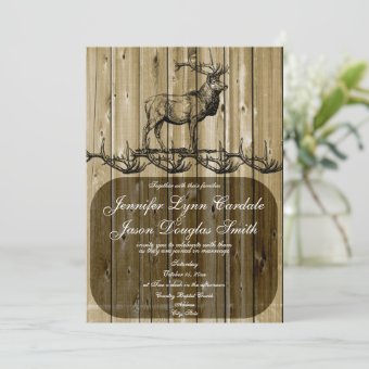 Rustic Elk Wildlife Hunting Wedding Invitations | Zazzle