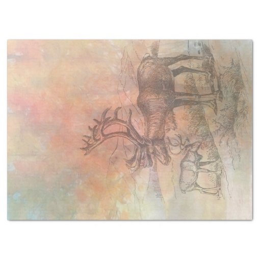 Rustic Elks Autumn Mountains decoupage Tissue Paper | Zazzle