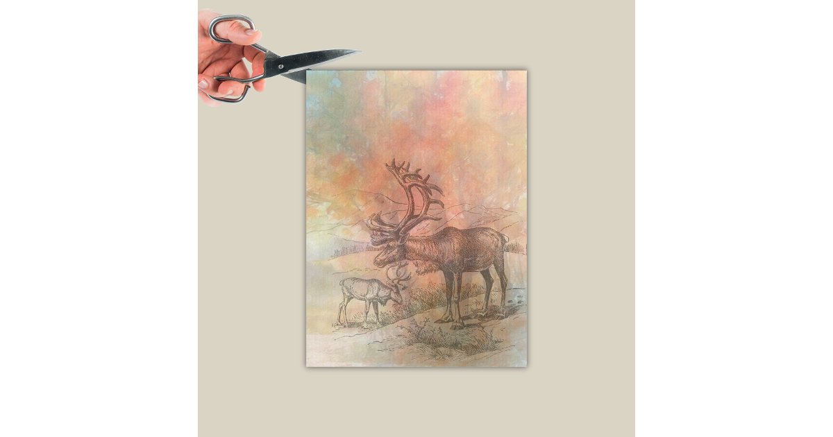Rustic Elks Autumn Mountains decoupage Tissue Paper | Zazzle