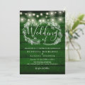Rustic Emerald Green String Lights Photo Wedding Invitation | Zazzle