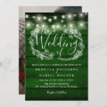 Rustic Emerald Green String Lights Photo Wedding Invitation | Zazzle