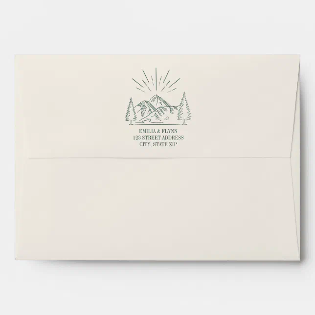 Rustic Emerald Mountain Forest Wedding Envelope | Zazzle