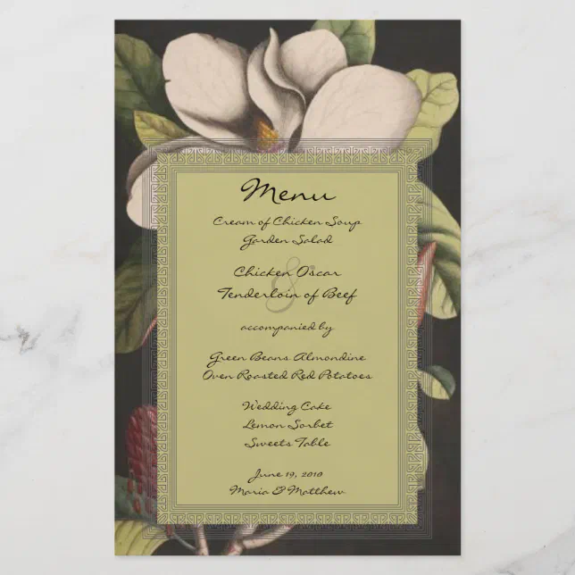 Rustic Enchanted Fairy Tale Forest Magnolia Menu | Zazzle