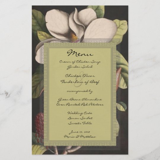 Rustic Enchanted Fairy Tale Forest Magnolia Menu | Zazzle.com