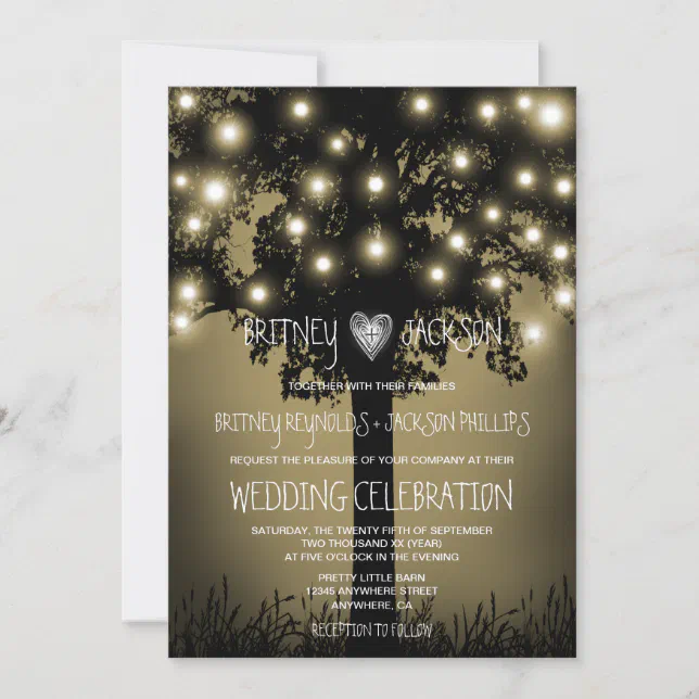 Rustic Enchanted Oak Tree Wedding Invitations | Zazzle