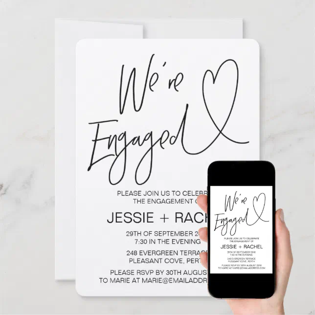 Rustic Engagement Party Invitation We're Engaged | Zazzle