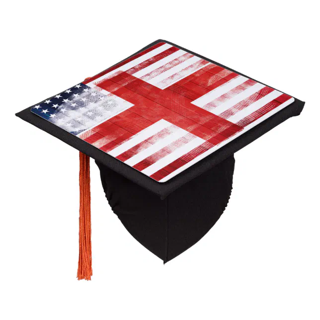 Rustic English American Flag Graduation Cap Topper | Zazzle