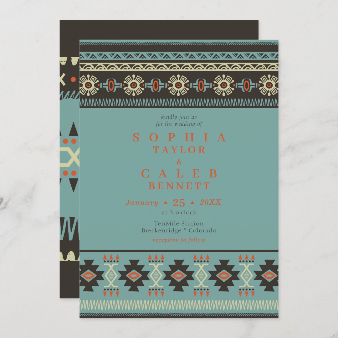 Rustic Ethnic Tribal Winter Wedding Invitation | Zazzle
