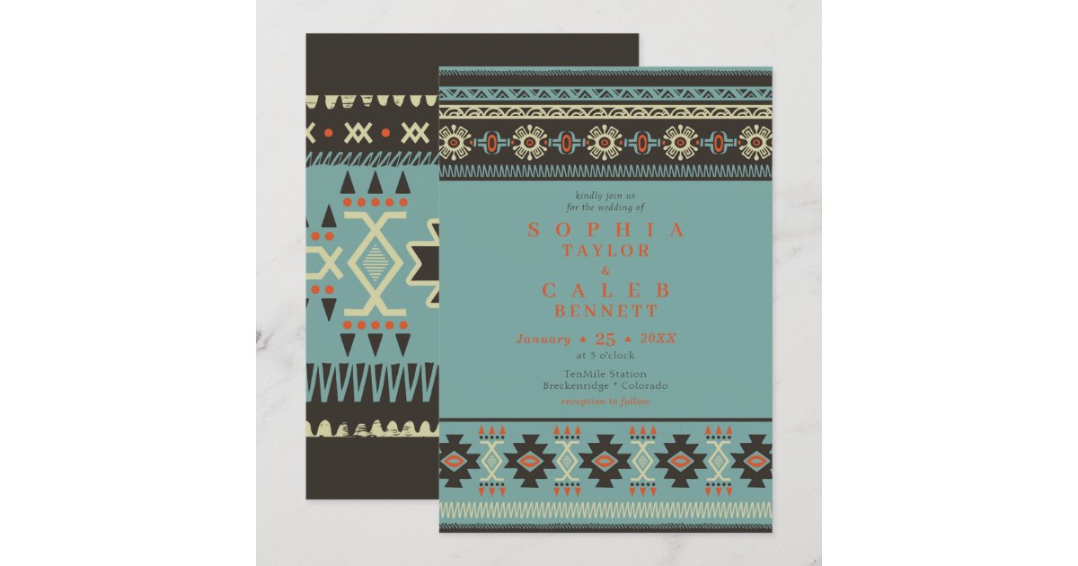Rustic Ethnic Tribal Winter Wedding Invitation | Zazzle