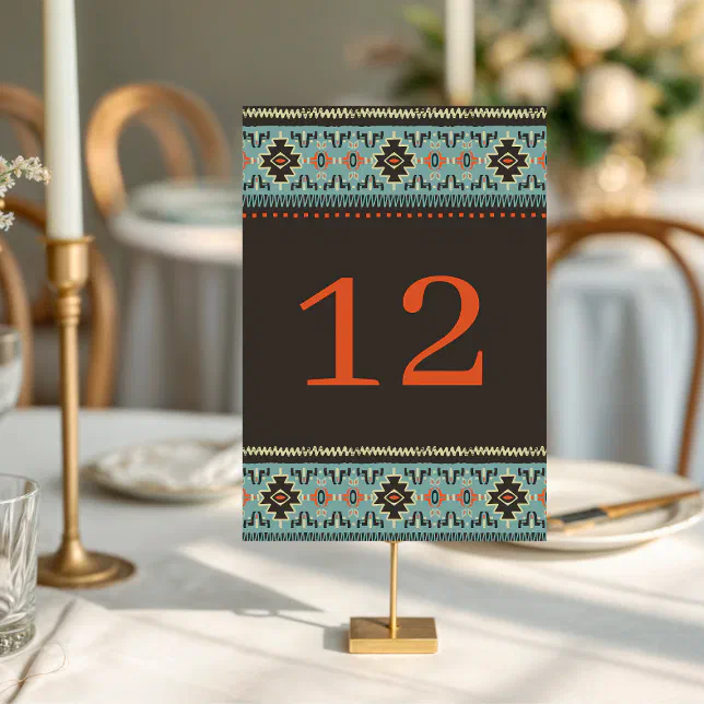 Rustic Ethnic Tribal Winter Wedding Table Number | Zazzle