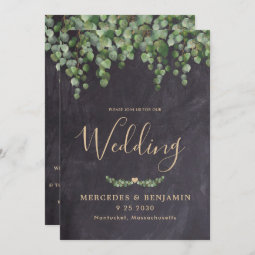Rustic Eucalyptus Botanical Gold QR Code Wedding Invitation | Zazzle