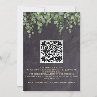 Rustic Eucalyptus Botanical Gold QR Code Wedding Invitation | Zazzle