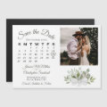 Rustic Eucalyptus Calendar & Photo Save the Date Magnetic Invitation ...