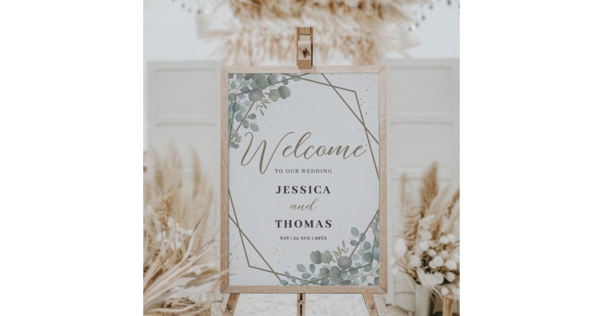 Rustic Eucalyptus Foliage Wedding Welcome Poster | Zazzle