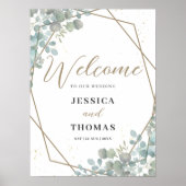 Rustic Eucalyptus Foliage Wedding Welcome Poster | Zazzle