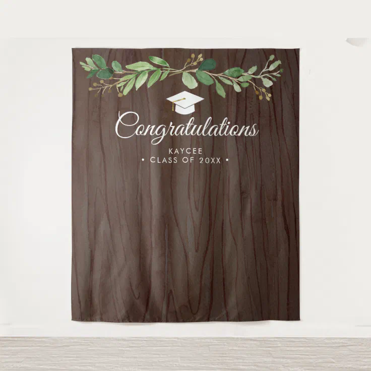 Rustic Eucalyptus Graduation Photo Backdrop | Zazzle