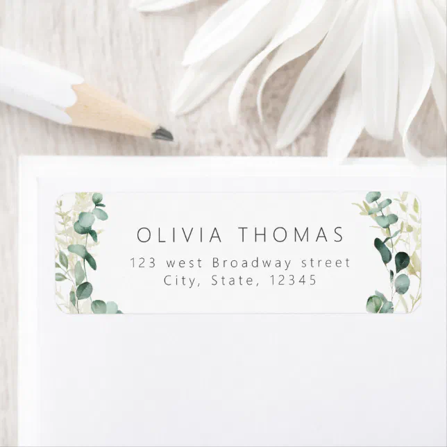 Rustic eucalyptus greenery boho return address label | Zazzle