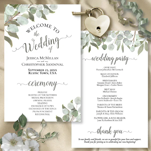 Rustic Eucalyptus Greenery Budget Wedding Program | Zazzle
