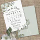 Rustic Eucalyptus Greenery Calendar White Wedding Save The Date | Zazzle
