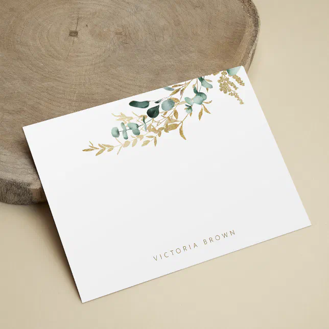 Rustic eucalyptus greenery Personalized Stationery Note Card | Zazzle
