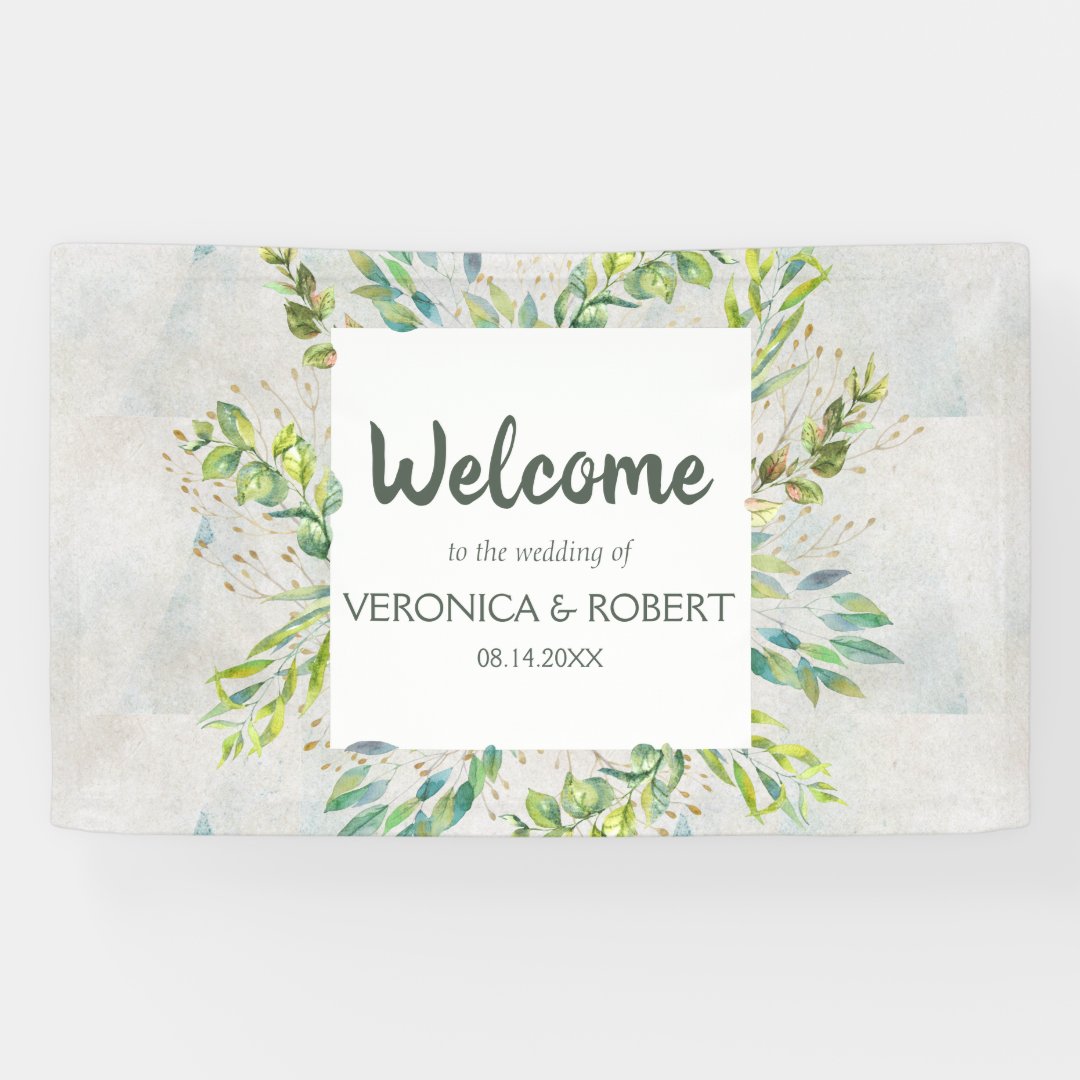 Rustic Eucalyptus Greenery Wedding Welcome Banner | Zazzle
