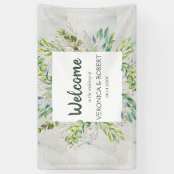 Rustic Eucalyptus Greenery Wedding Welcome Banner | Zazzle