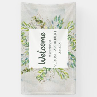 Rustic Eucalyptus Greenery Wedding Welcome Banner | Zazzle