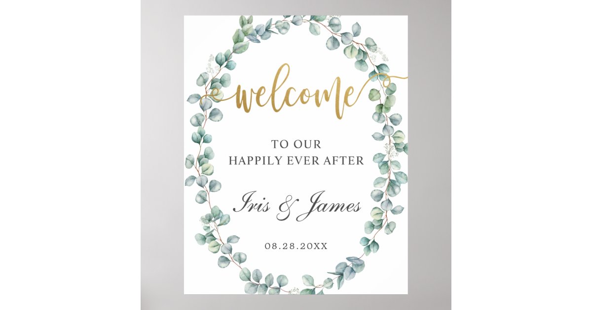 Rustic Eucalyptus Greenery Wedding Welcome Sign | Zazzle