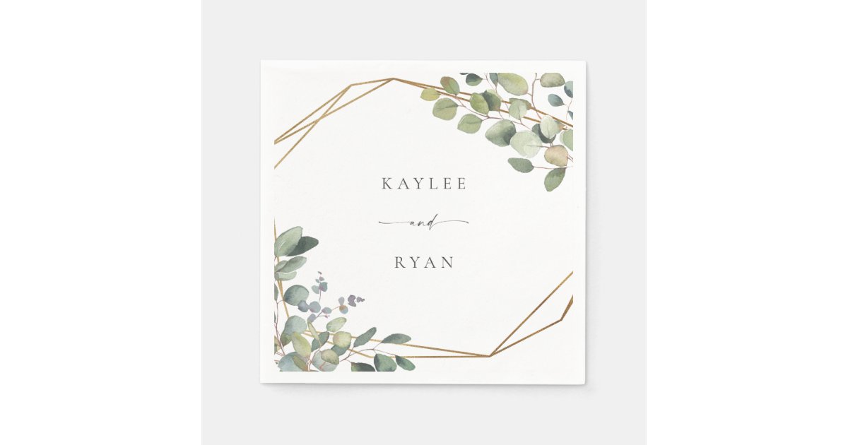 Rustic Eucalyptus Name Napkins | Zazzle