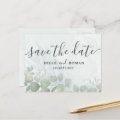 Rustic Eucalyptus Sage Green Save the Date Postcard | Zazzle
