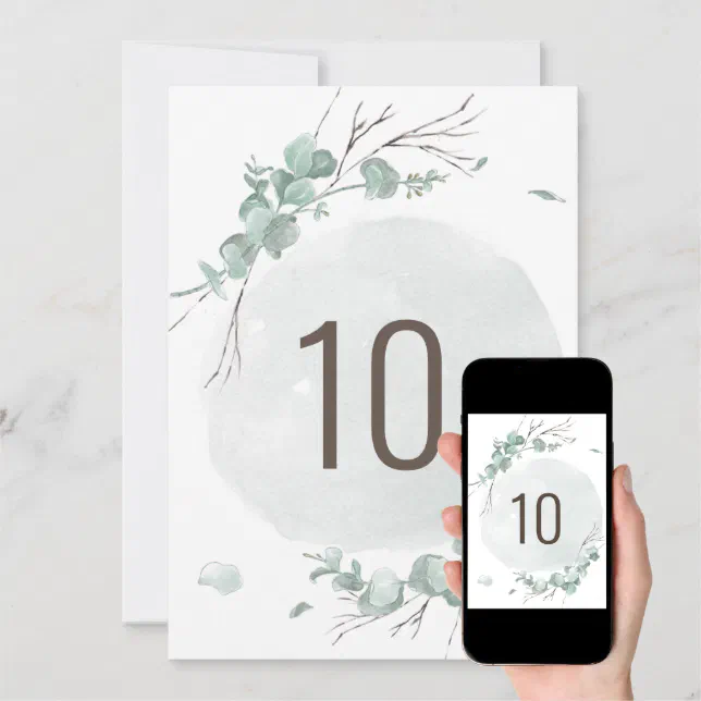 Rustic Eucalyptus Table Number Card | Zazzle