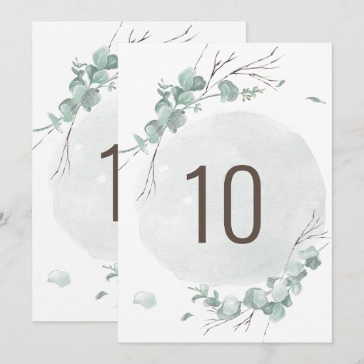 Rustic Eucalyptus Table Number Card | Zazzle