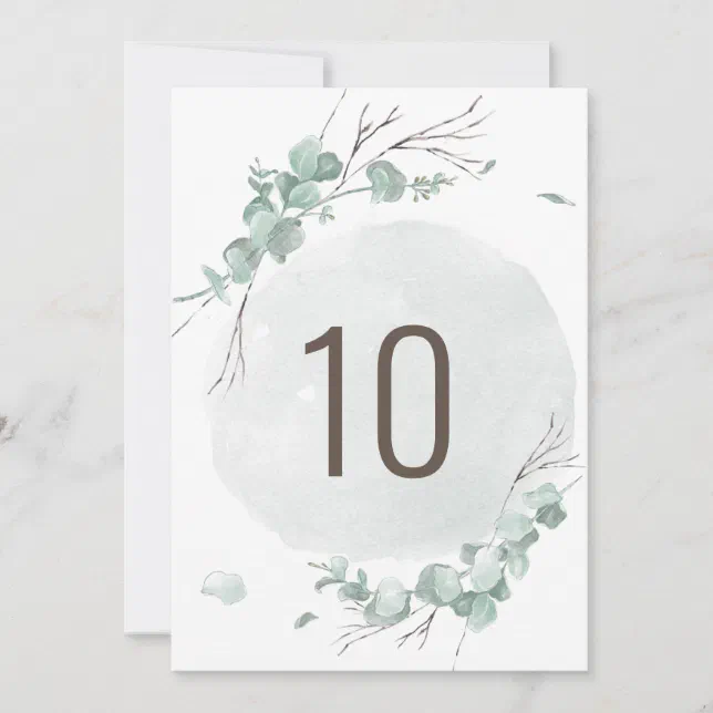 Rustic Eucalyptus Table Number Card | Zazzle