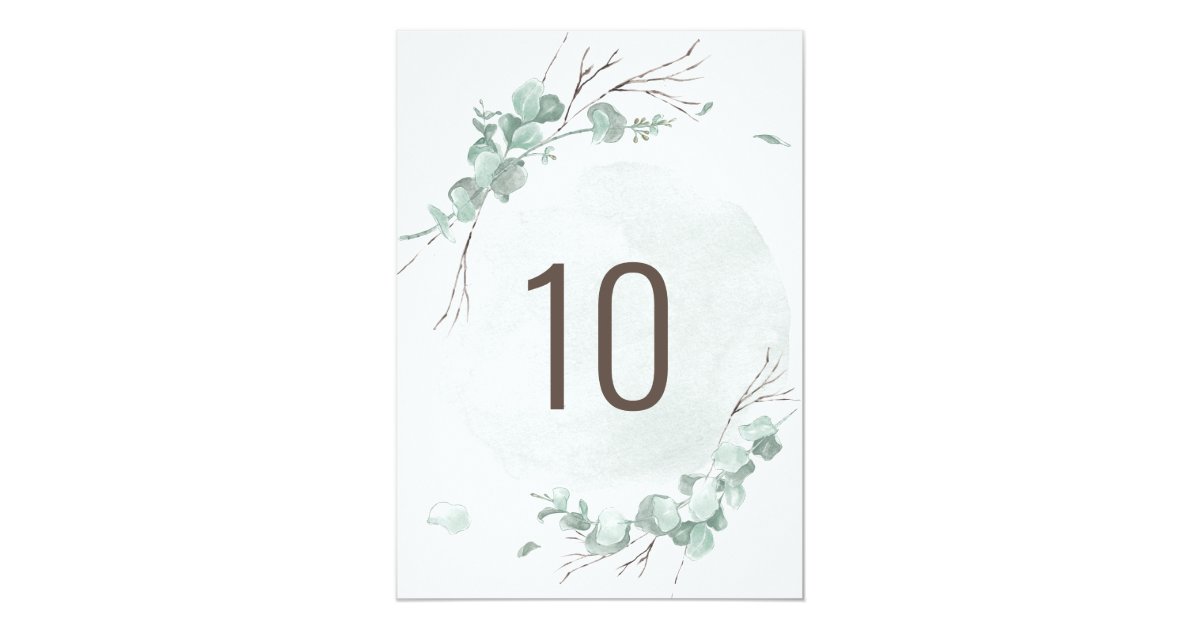 Rustic Eucalyptus Table Number Card | Zazzle.com