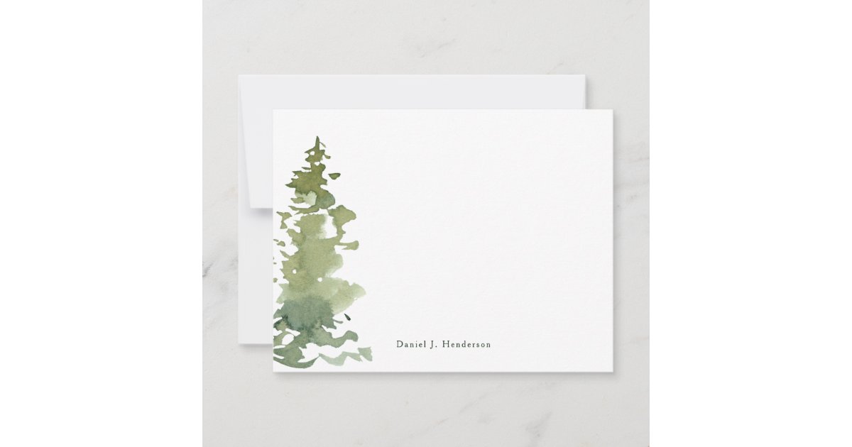 Rustic Evergreen Personalized Stationery Note Card | Zazzle